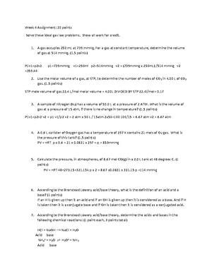 CHEM120 Week 5 Assignment - 20 points - Week 5 Assignment: 20 points 1 ...
