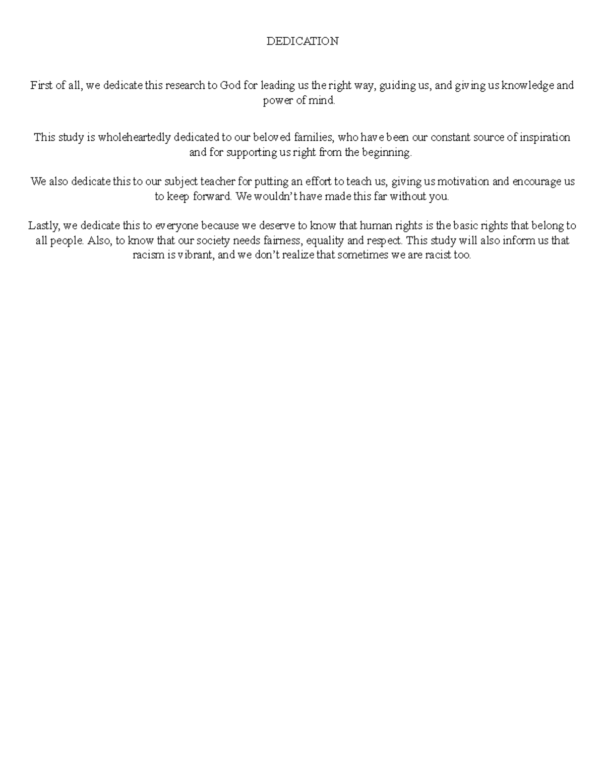 Dedication - Lecture notes 1 - DEDICATION First of all, we dedicate ...