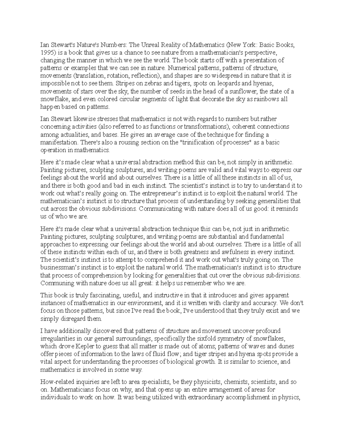 Ian Stewart - can be use in gen math - Ian Stewart's Nature's Numbers ...