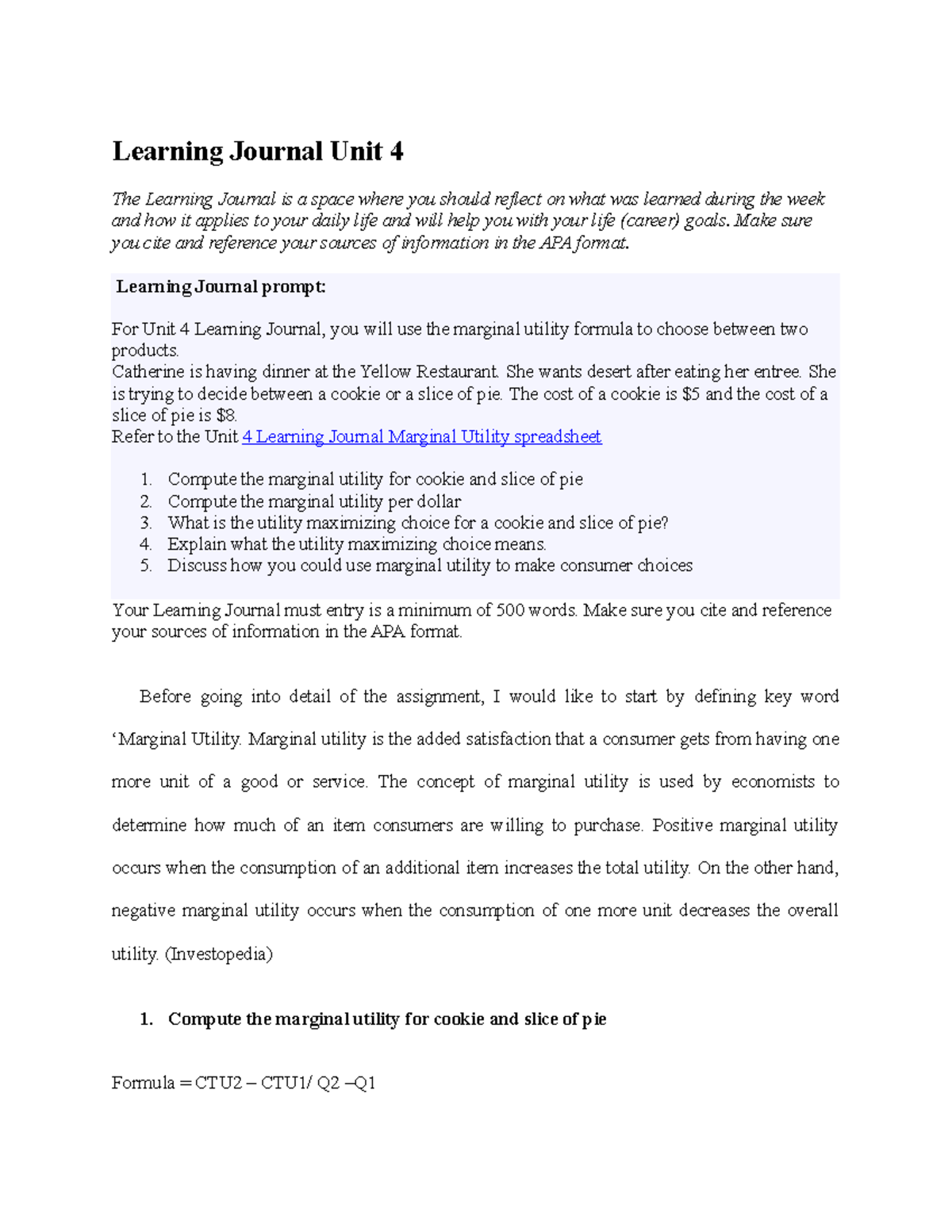 Learning Journal Unit 4 -Microeconomics - Bus 1103 - Learning Journal Unit 4 The Learning ...