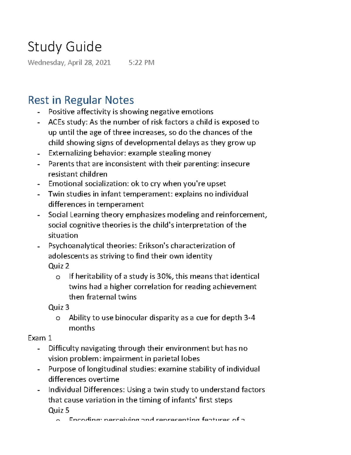 Study Guide - Ganger - Rest in Regular Notes Positive affectivity is ...