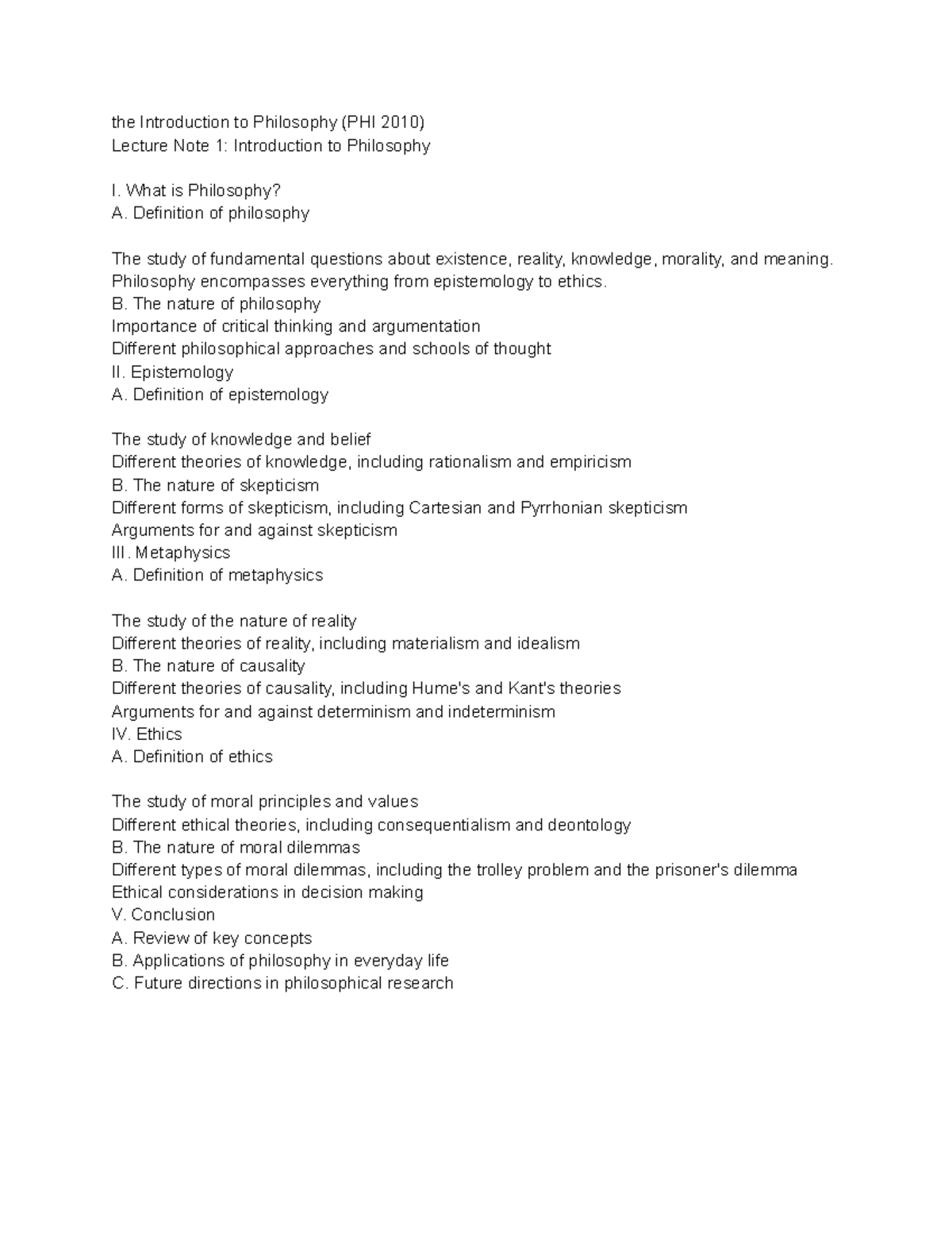 The Introduction to Philosophy - What is Philosophy? A. Definition of ...