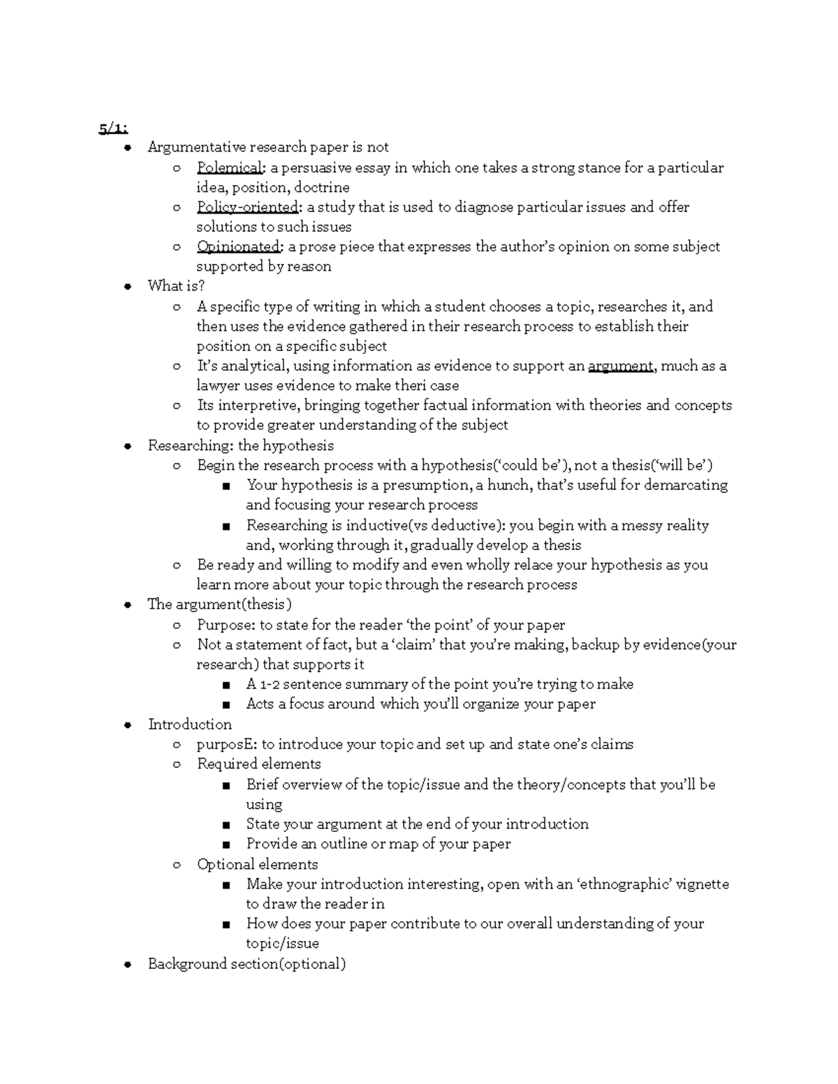 Notes - 5/1: Argumentative research paper is not Polemical: a ...