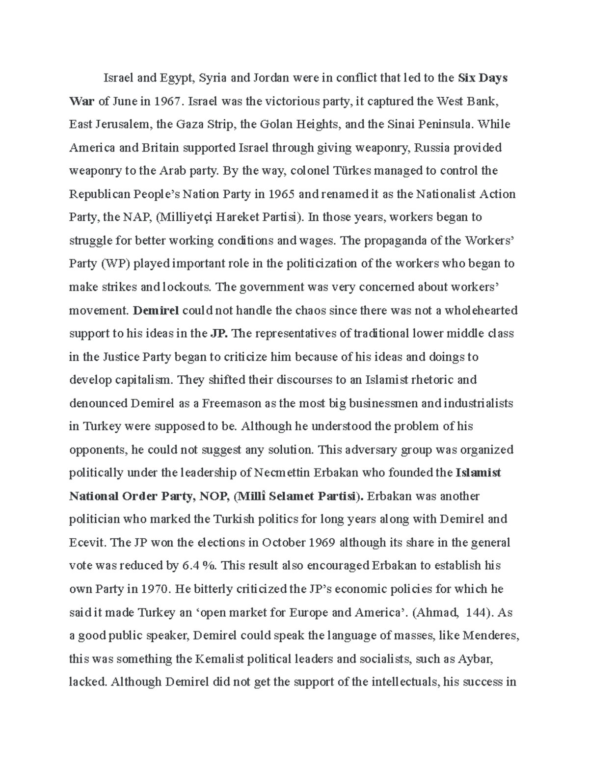 History Notes 8 - Israel and Egypt, Syria and Jordan were in conflict ...