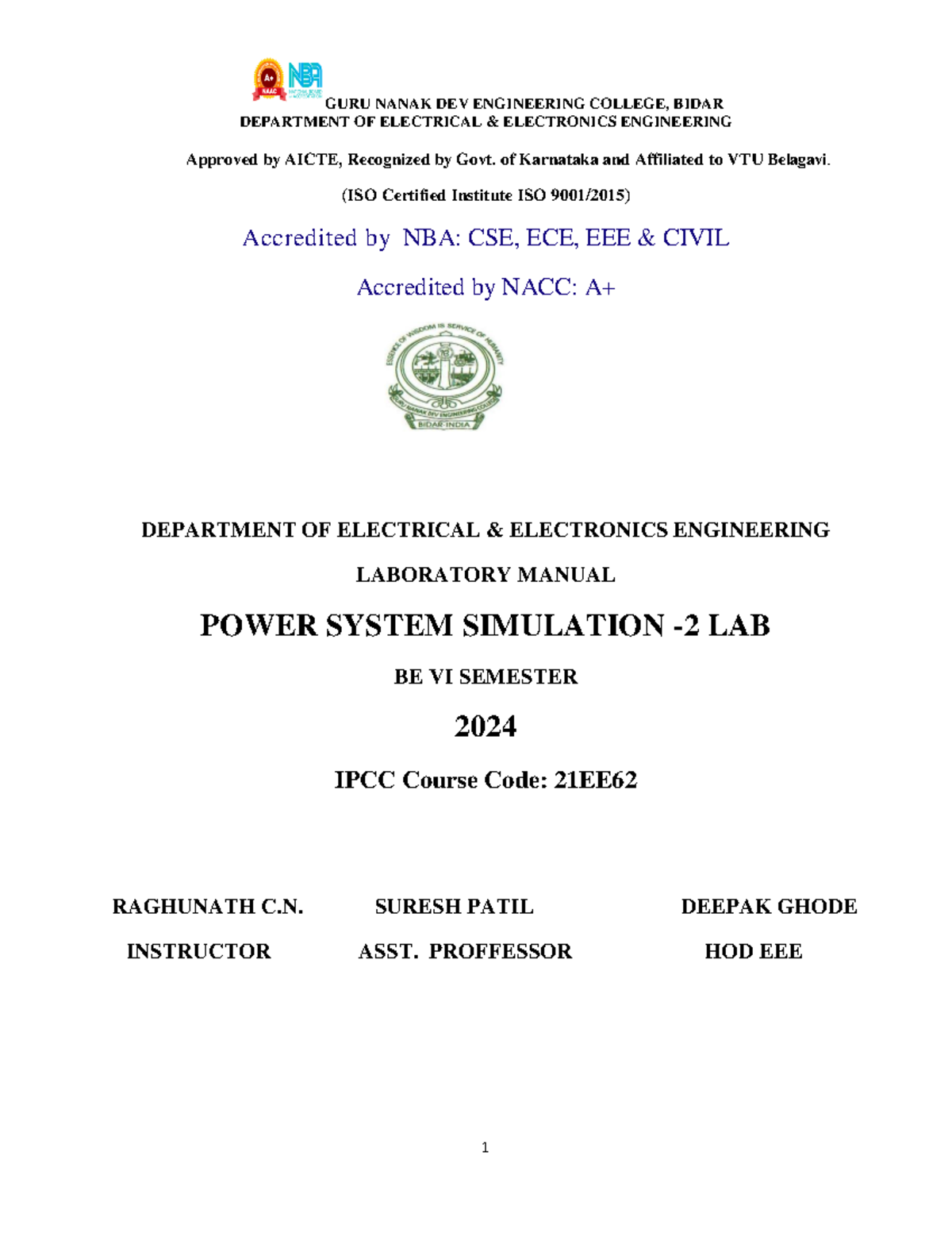 PSS Lab -2 manual 2024 - DEPARTMENT OF ELECTRICAL & ELECTRONICS ENGINEERING Approved by AICTE ...