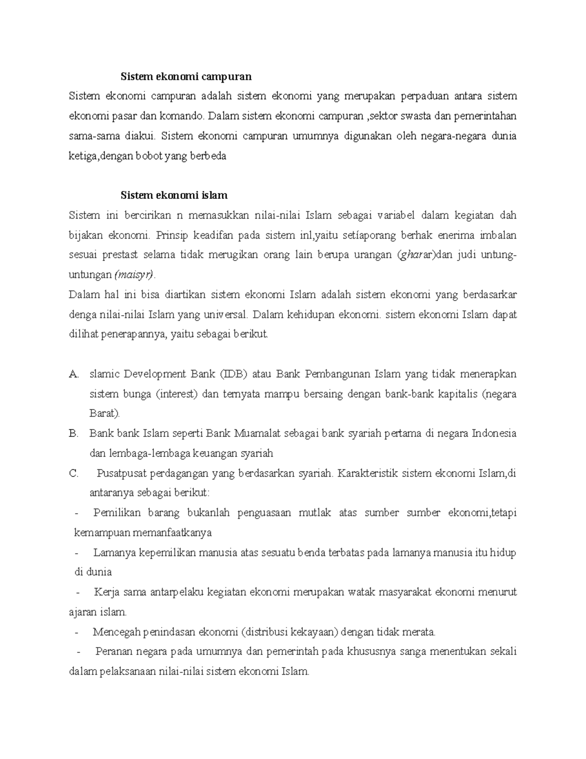 Sistem ekonomi campuran dan islam - Sistem ekonomi campuran Sistem ...