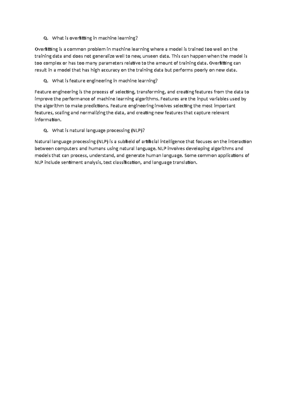 Exam Questions - Q8 - Q. What is overfitting in machine learning ...