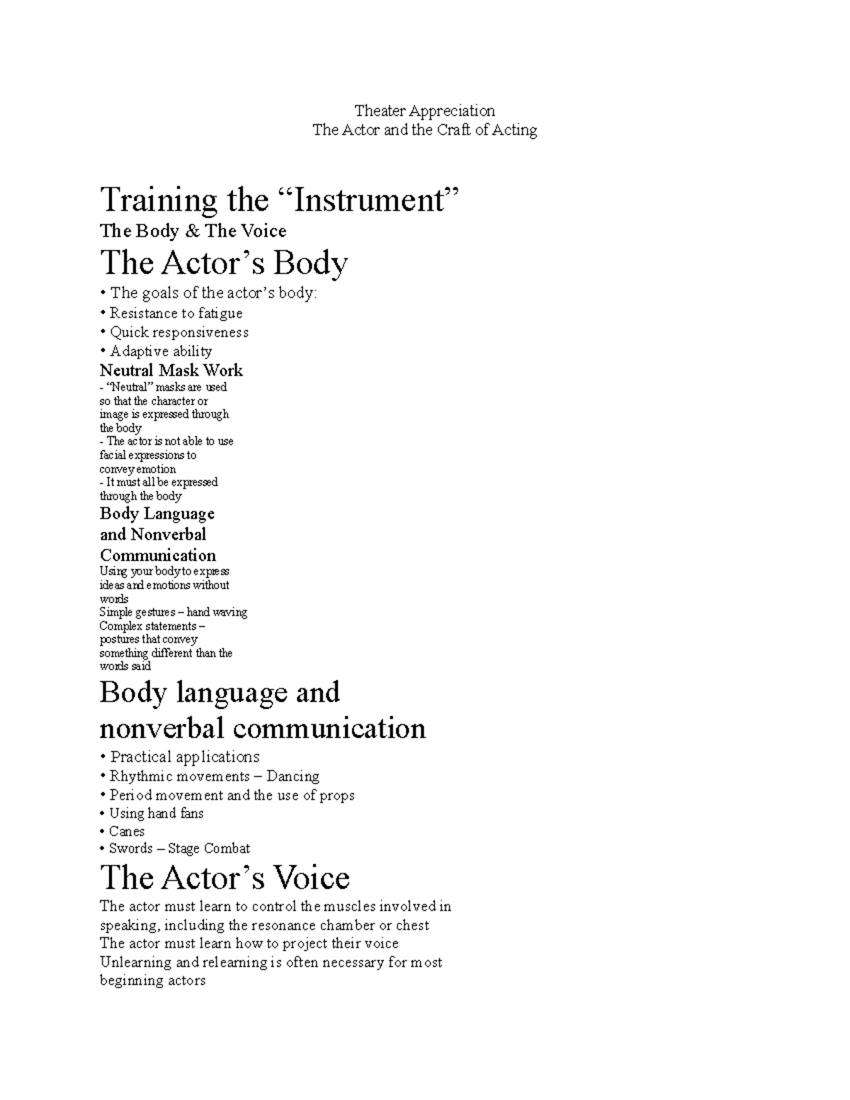 Actors - Professor Bender. Powerpoint Lecture Notes from Class ...