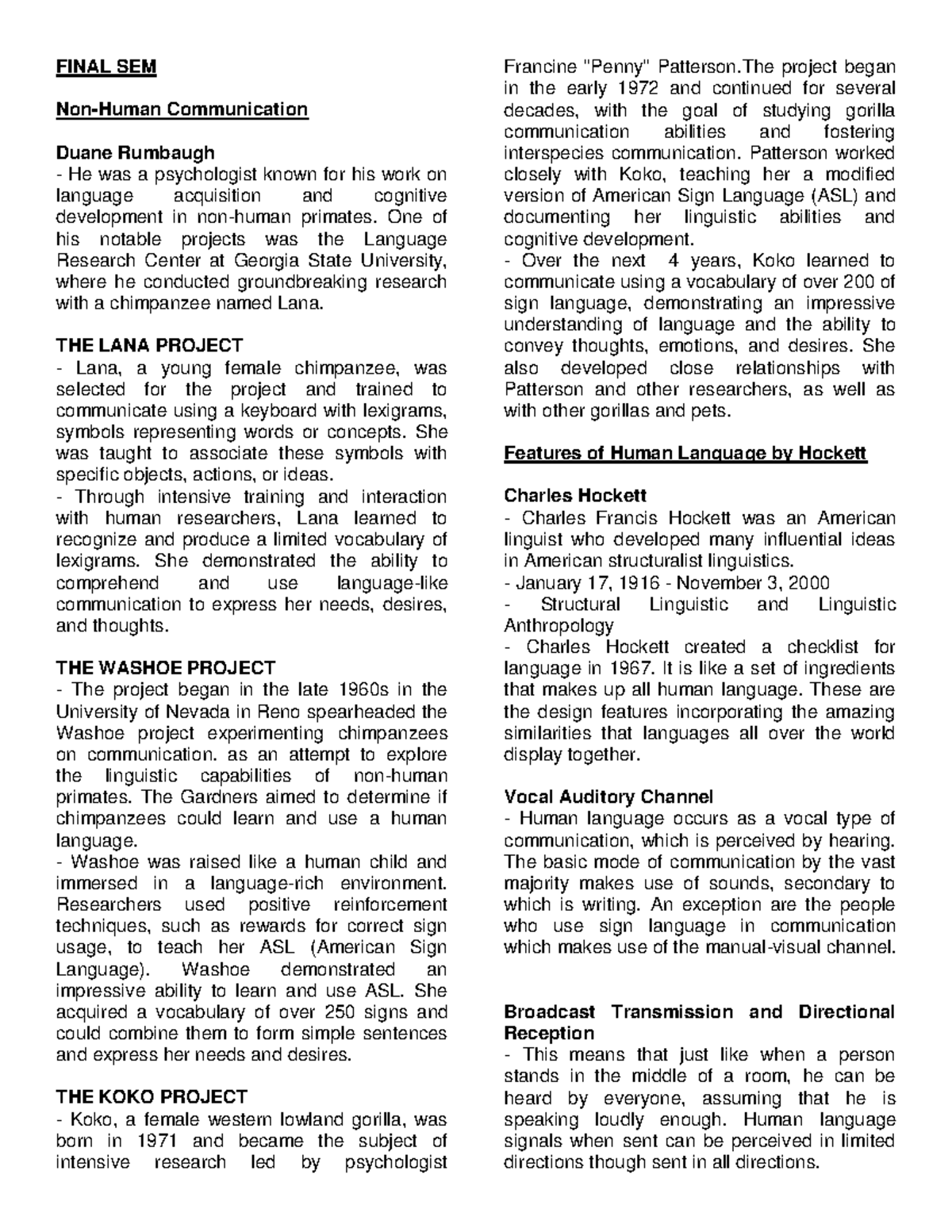 LCS Reviewer Finals - .... - FINAL SEM Non-Human Communication Duane ...