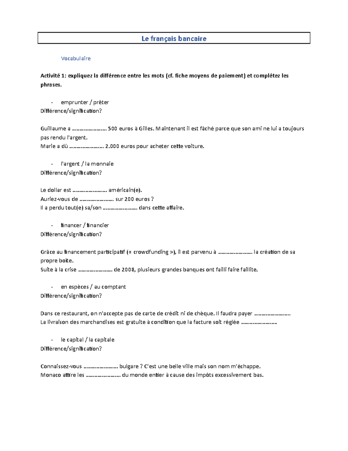 Le français bancaire version étudiants - Le français bancaire ...