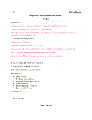 H 251- Lecture Outline-Identifications- The Ideas of the Enlightenment ...