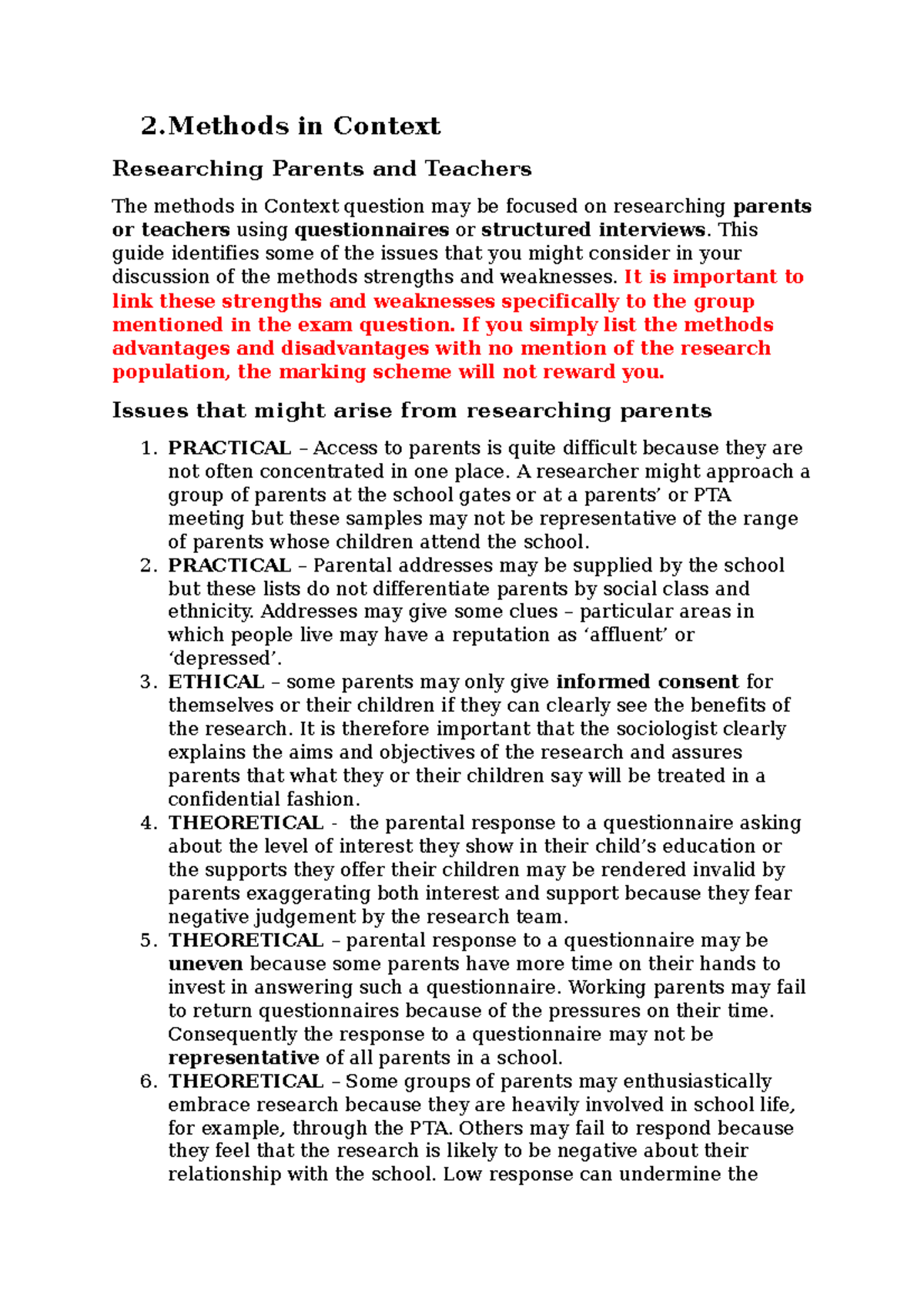 Methods in Context - This guide identifies some of the issues that you ...