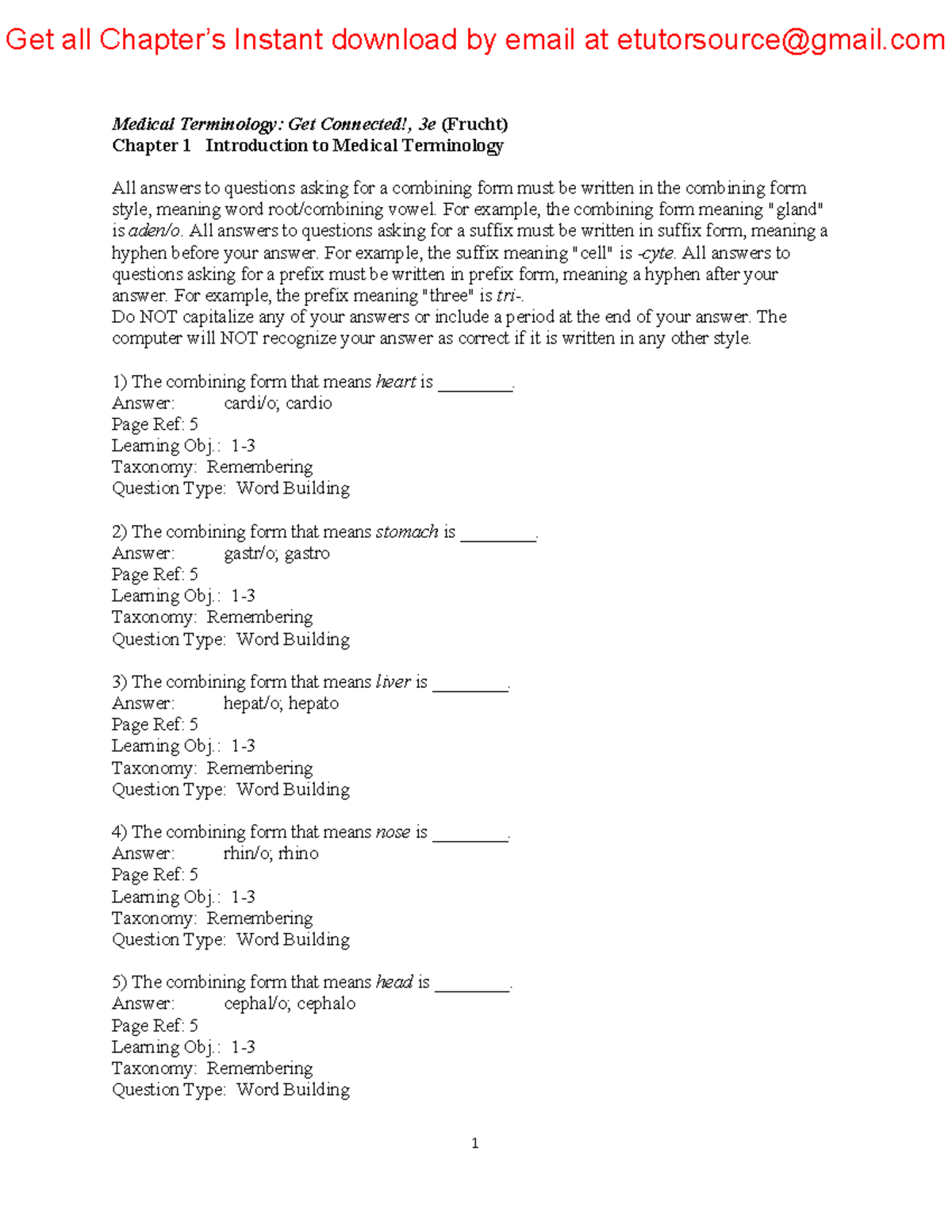 Test Bank For Medical Terminology Get Connected 3e Suzanne Frucht ...