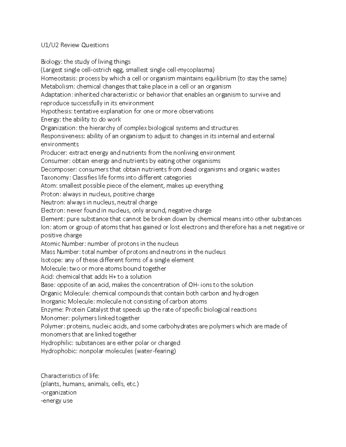 U1 - The following is a study guide to help you prepare for the U1/U2 ...