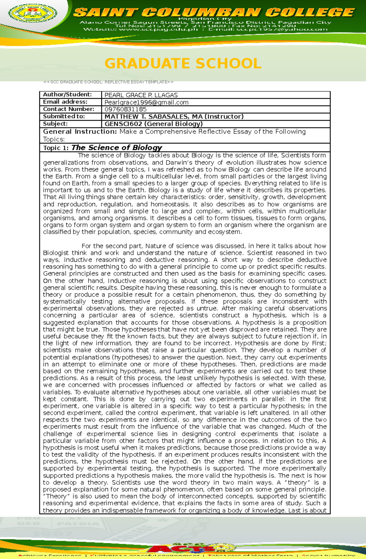 Pearl Grace P. Llagas - Info - - Studocu