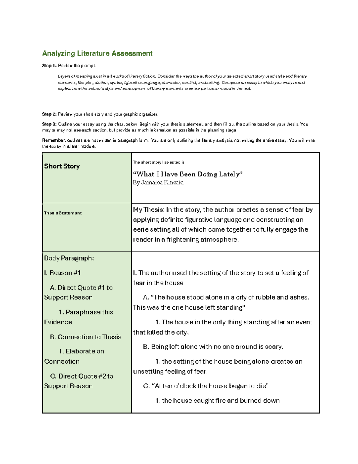 Analyzing Literature Assessment - Layers of meaning exist in all works ...