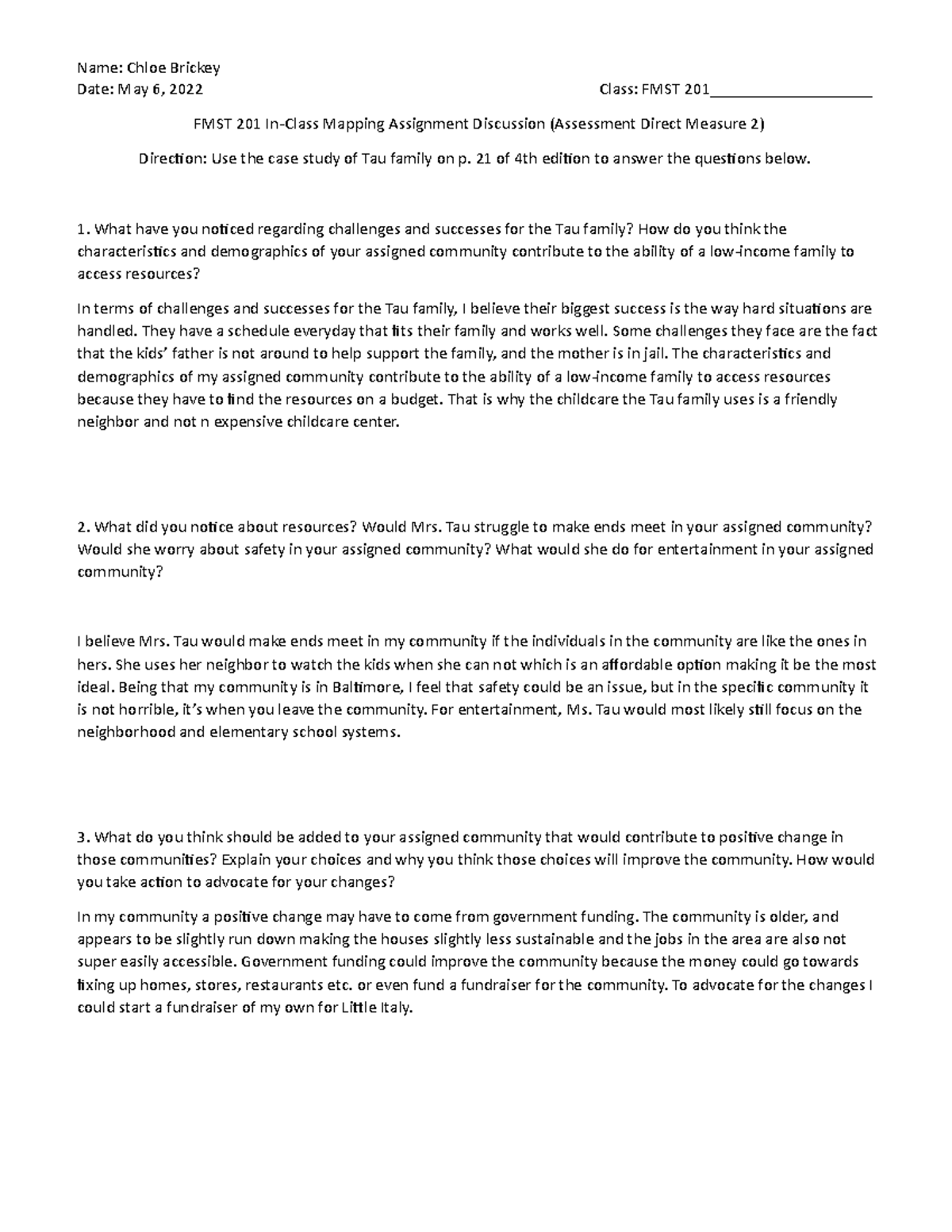 In Class Mapping Assignment .Direct Measure 2020 - Name: Chloe Brickey ...