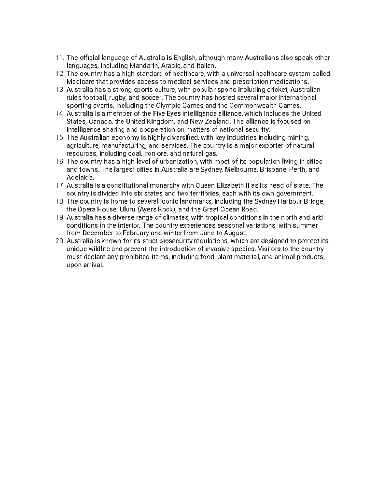 Australia notes 2 - The official language of Australia is English ...
