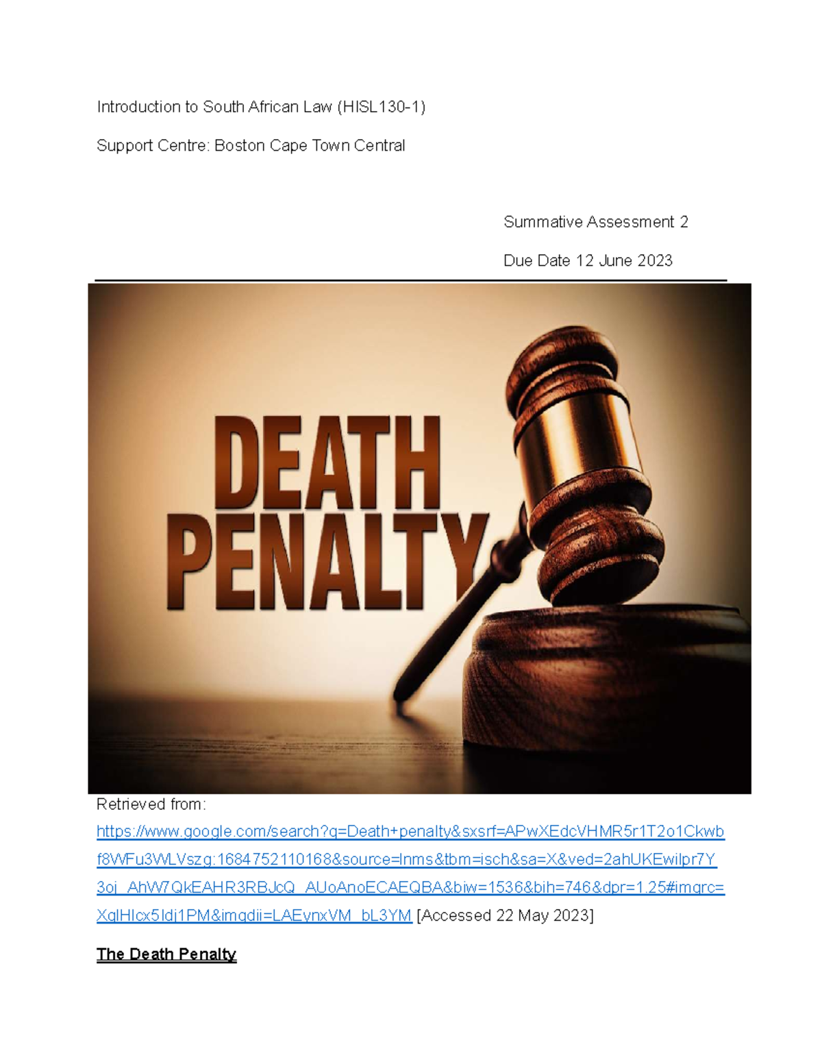 Intro to SA Law SA 2 -Personal Essay - Introduction to South African ...