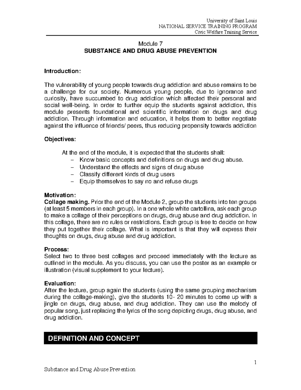 NSTP 1 LTS Module 7 - lec - NATIONAL SERVICE TRAINING PROGRAM Civic ...