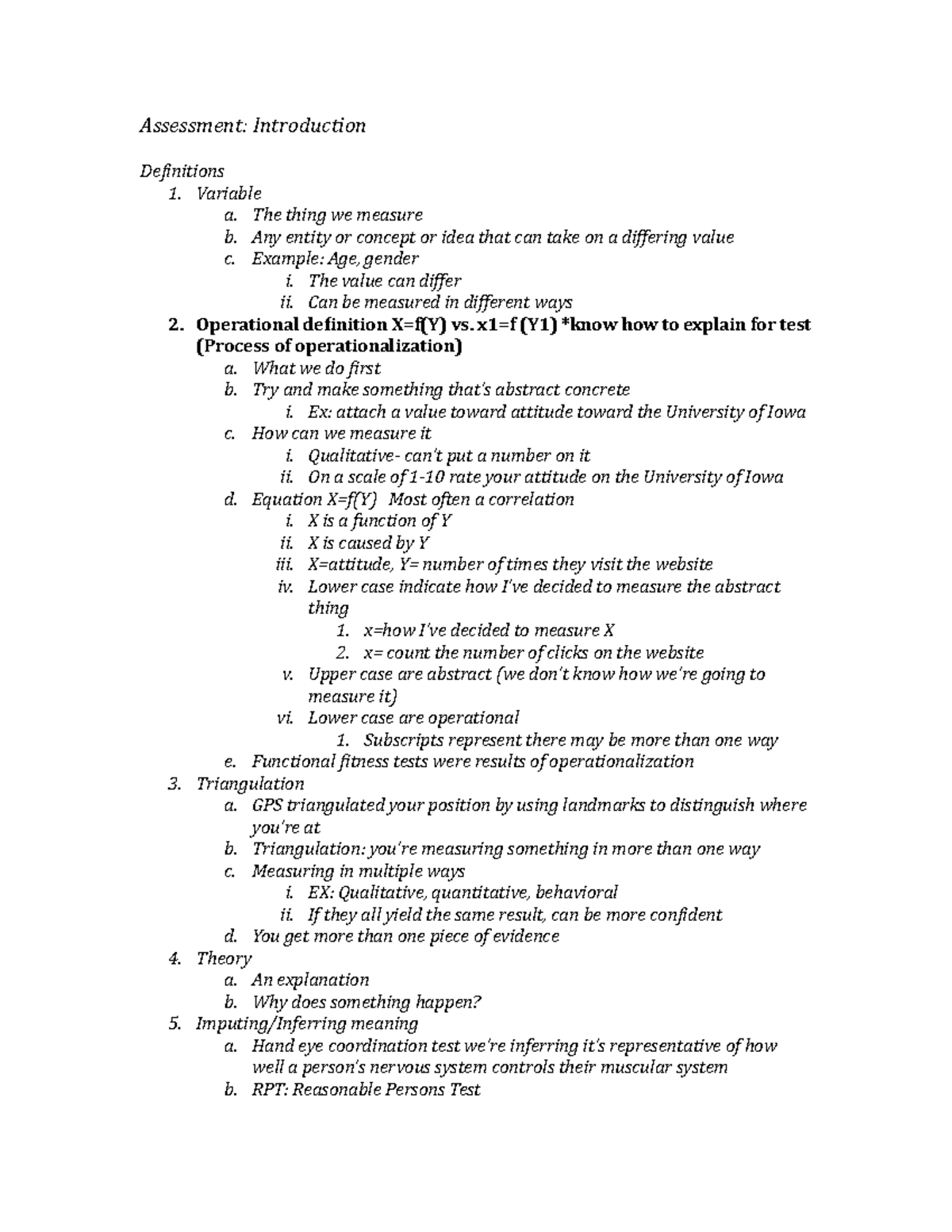 Assessment- Introduction - Variable a. The thing we measure b. Any ...