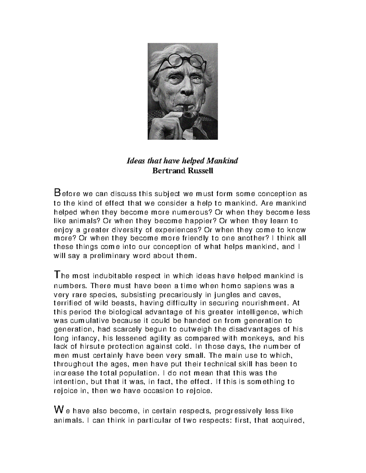 Russell, Bertrand - Ideas that have helped Mankind - Ideas that have ...