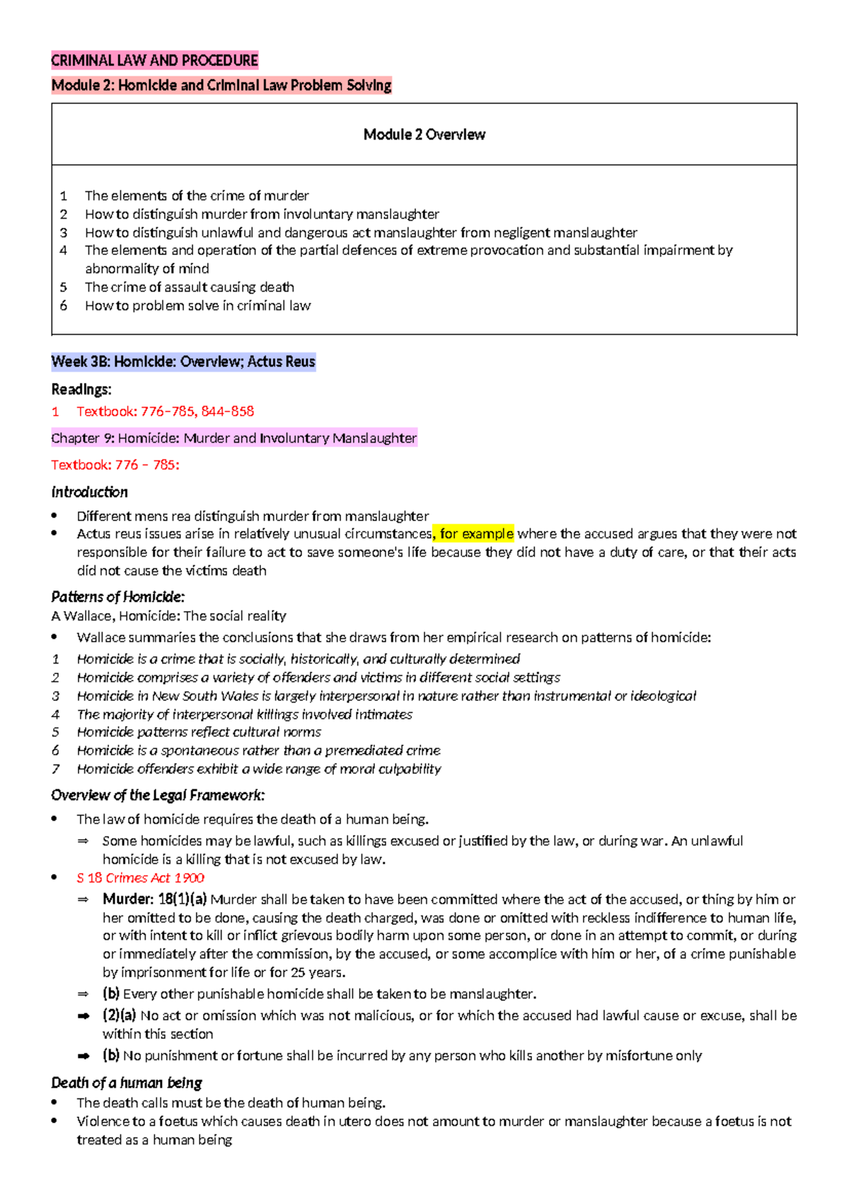 Module 2; Week 3B - 5B - notes - CRIMINAL LAW AND PROCEDURE Module 2 ...