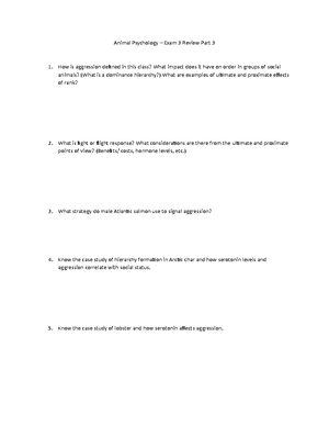 Psychology of Animal Behavior Lecture Notes - Intro to Psychology of ...