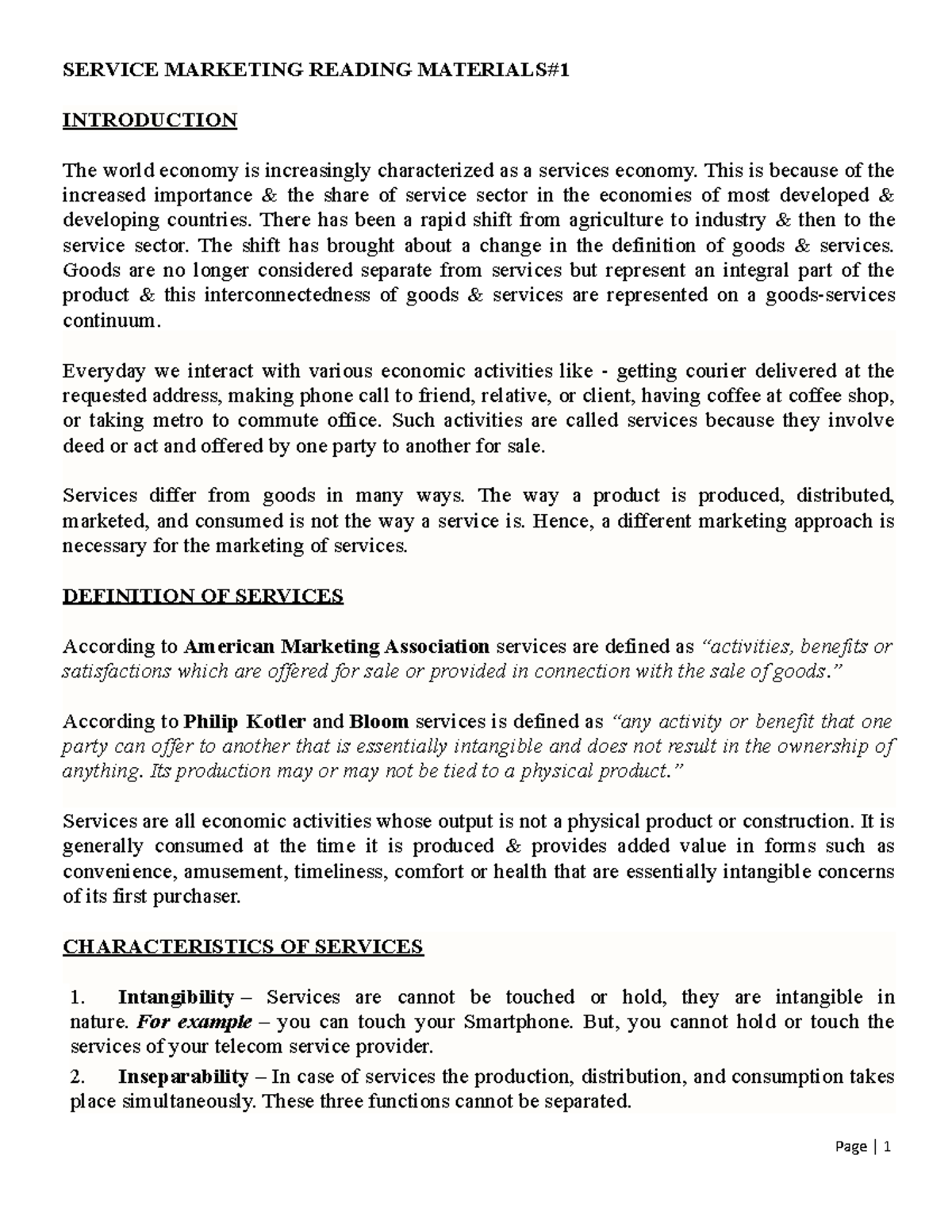 Relationship and Service Marketing Overview - SERVICE MARKETING READING ...