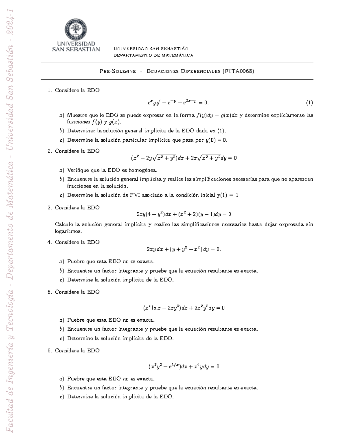 Pre-Solemne 1 EDO - Facultad de Ingenier ́ ıa y Tecnolog ́ ıa ...