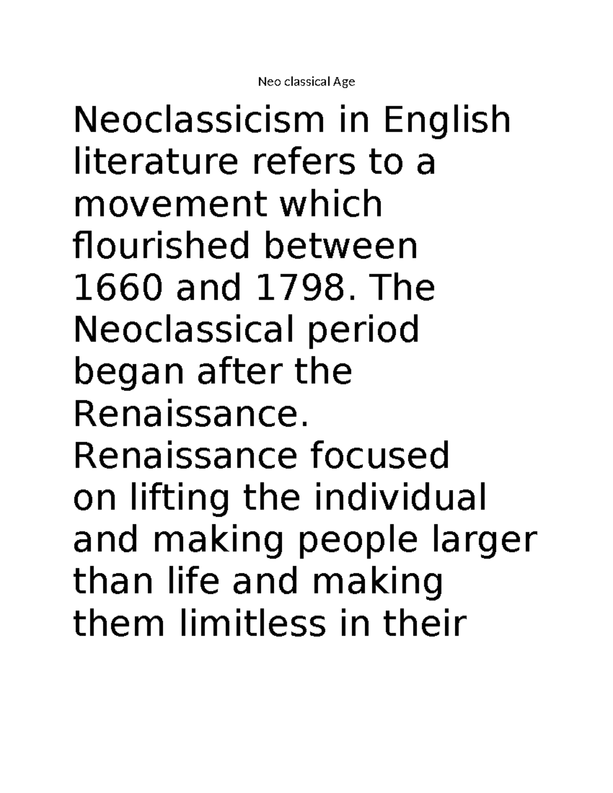 Neo classical Age - Neo classical Age Neoclassicism in English ...