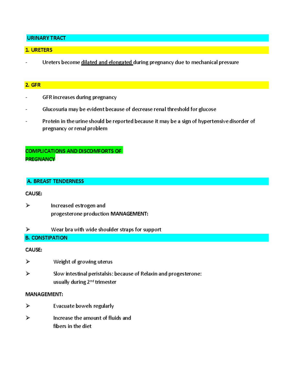 Urinary Tract - summary - URINARY TRACT 1. URETERS Ureters become ...