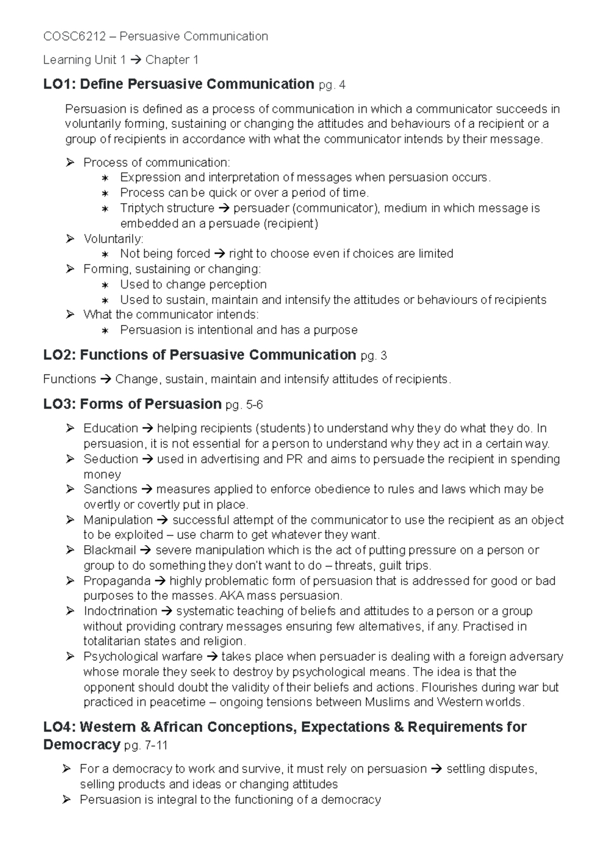 COSC6212 LU1 - Summary Persuasive Communication - COSC6212 – Persuasive ...