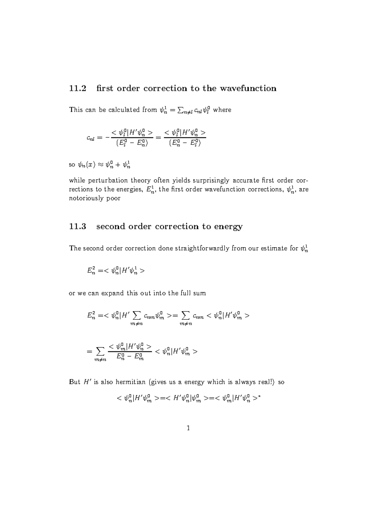 PHYS2581 2015-2016 Lecture 17 - Degenerate perturbation theory 1 - 11 first order correction to ...