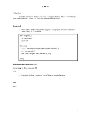 Lab10 - Lab 10 Python Programming assignment. - CS 170 Lab Lab Objectives This Lab explores ...