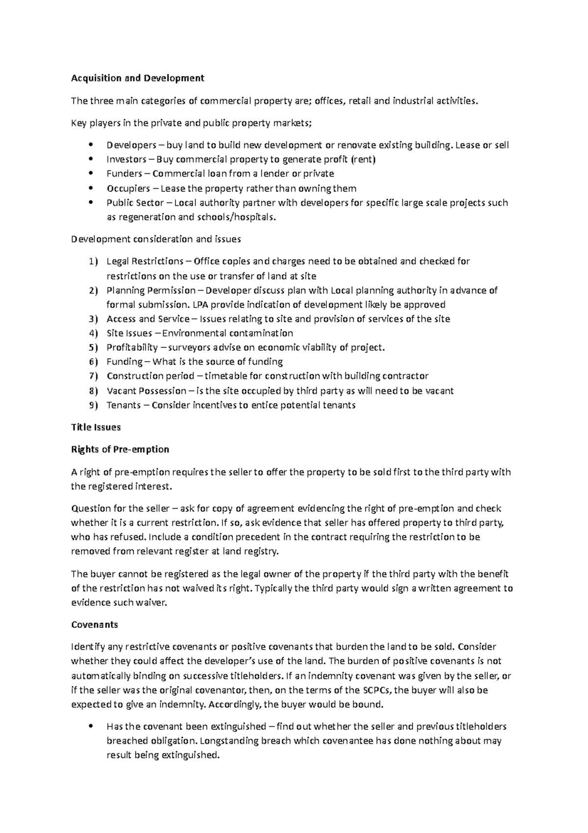 Commercial real estate notes - Acquisition and Development The three ...