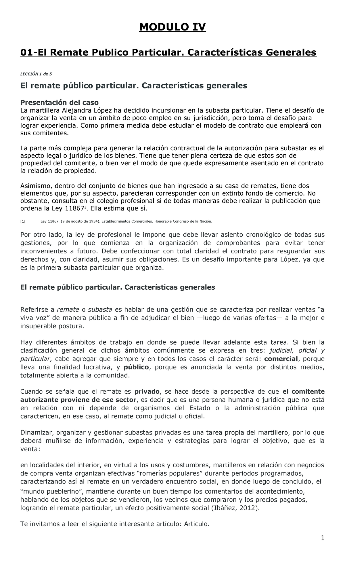 Modulo 4 Canvas- PP2 - MODULO IV 01-El Remate Publico Particular. Características Generales ...