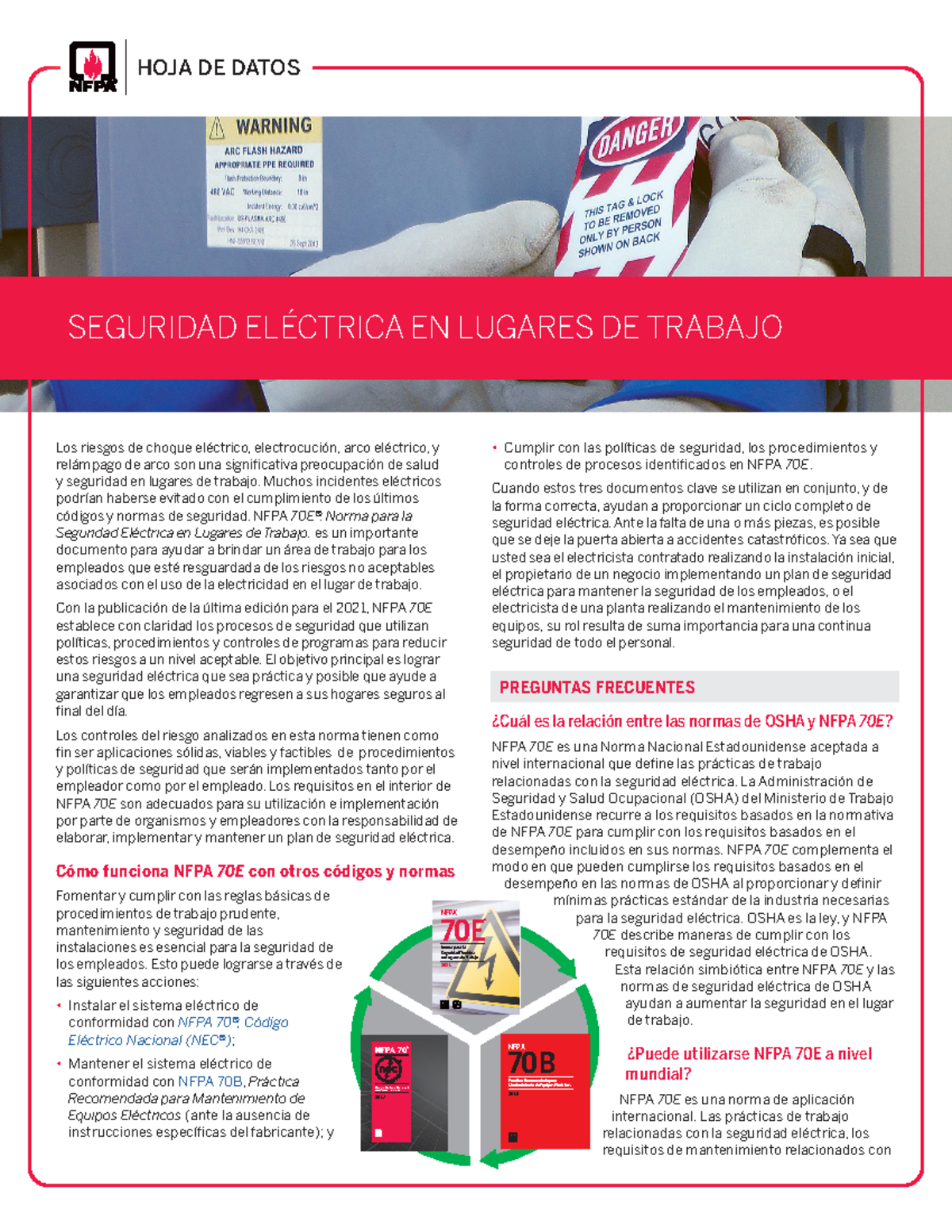 NFPA 70E 2021 Fact Sheet Spanish - SEGURIDAD ELÉCTRICA EN LUGARES DE ...