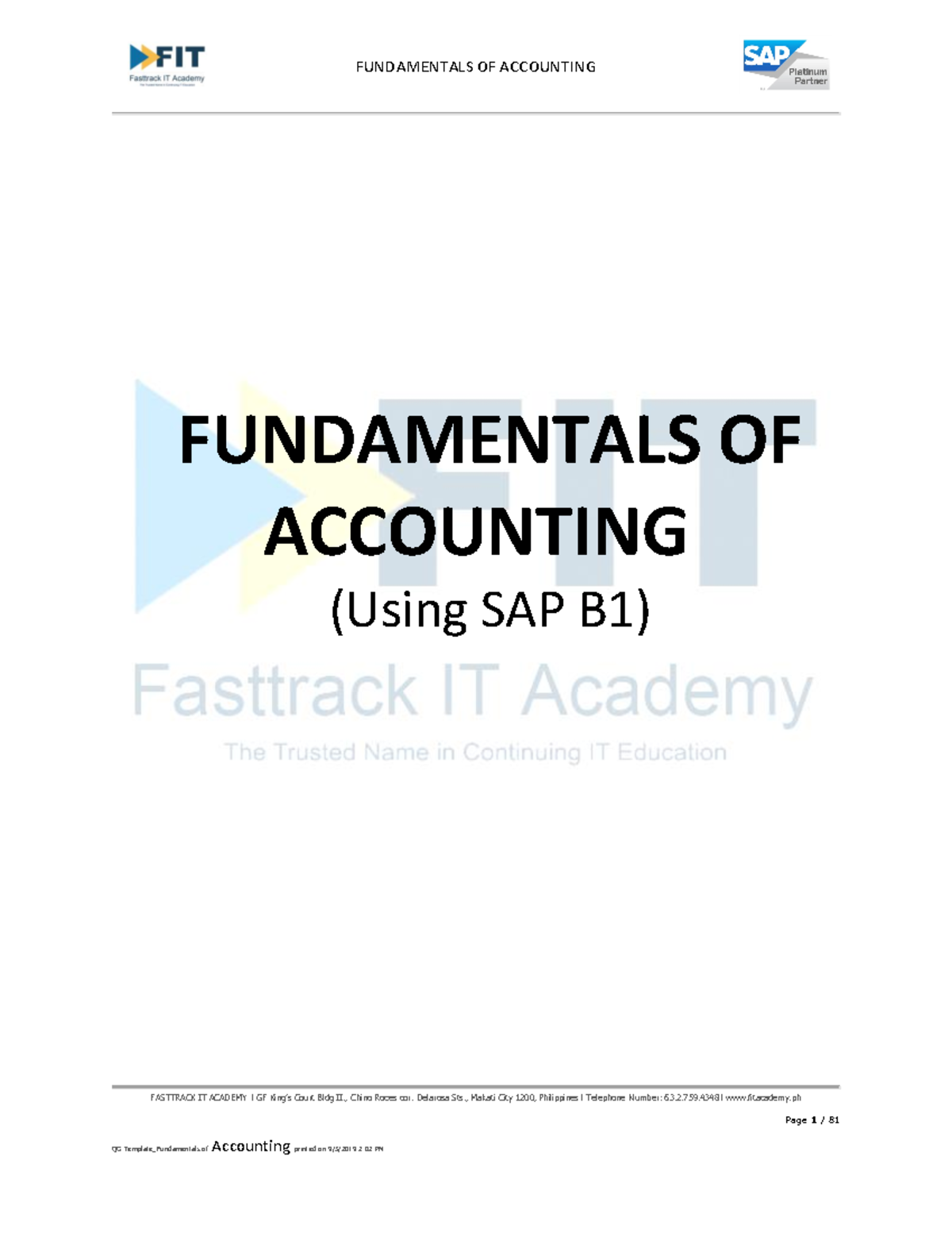 Funacc - helllloooo - FASTTRACK IT ACADEMY l GF King’s Court Bldg II., Chino Roces cor. Delarosa ...