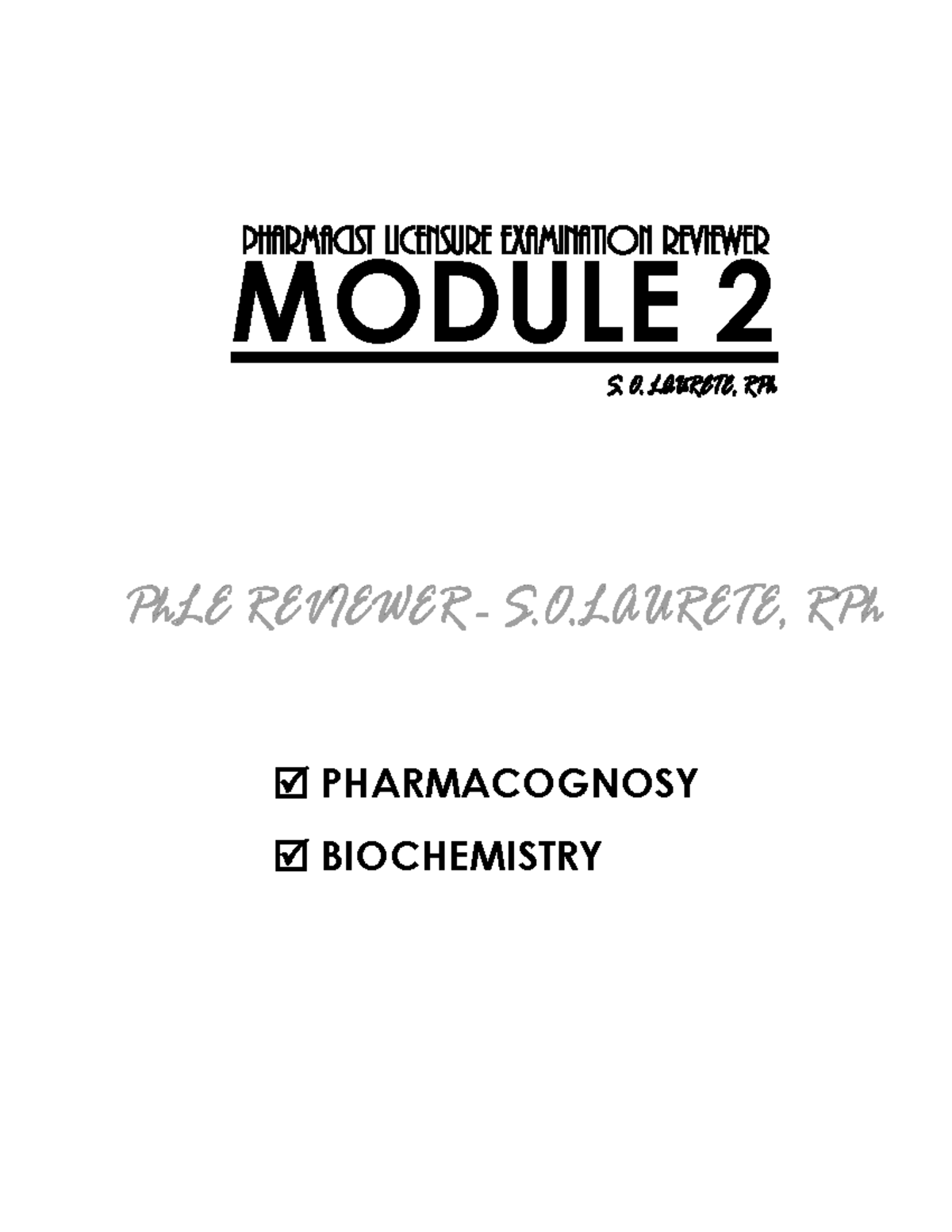 PHLE Reviewer Module 2 - Pharmacy Board Exam Materials - MODULE 2 ...