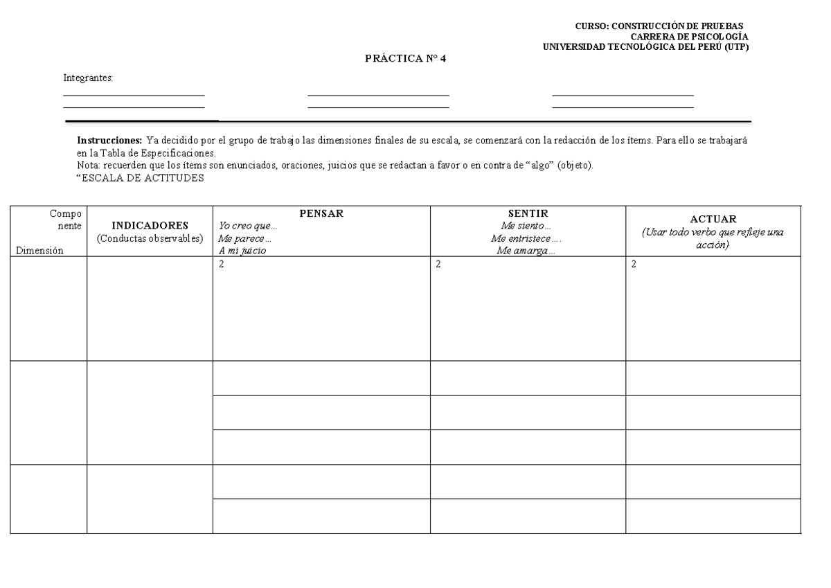 Practica Clase 4 - Construccion de pruebas - CURSO: CONSTRUCCIÓN DE PRUEBAS CARRERA DE ...