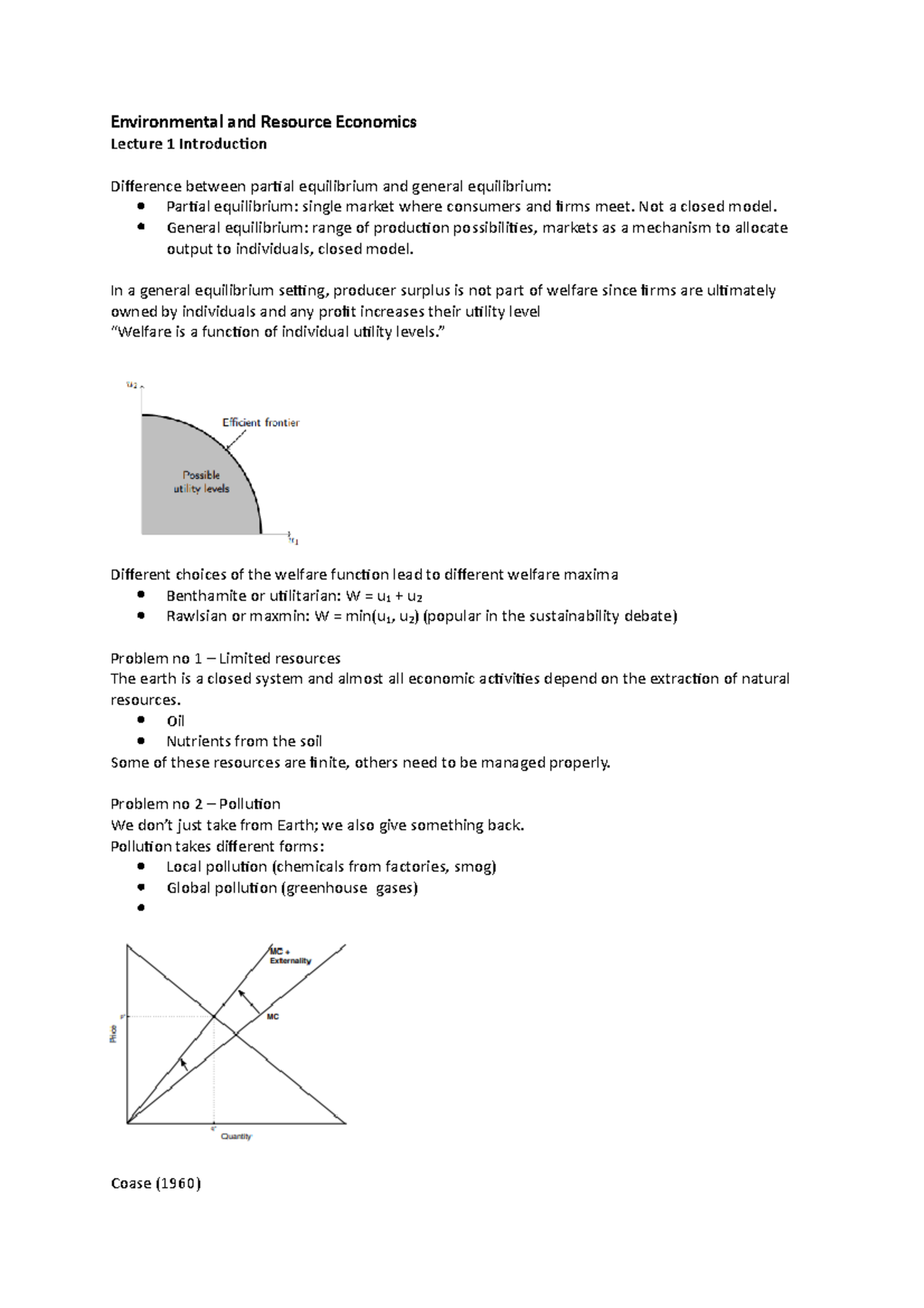 Environmental Lectures - Environmental and Resource Economics Lecture 1 Introduction Difference ...