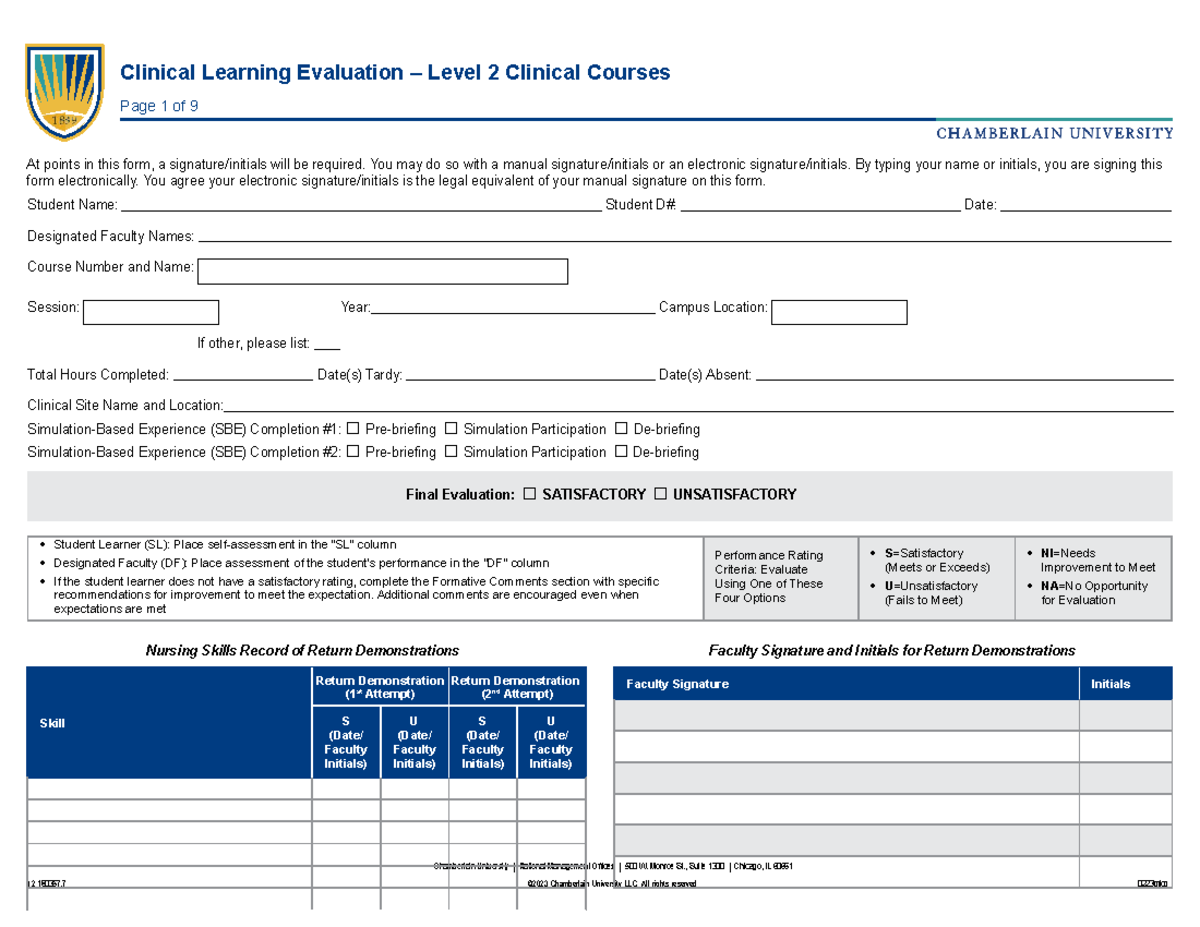 BSN CLE Level 2 Word - LAB WORK - Clinical Learning Evaluation – Level ...