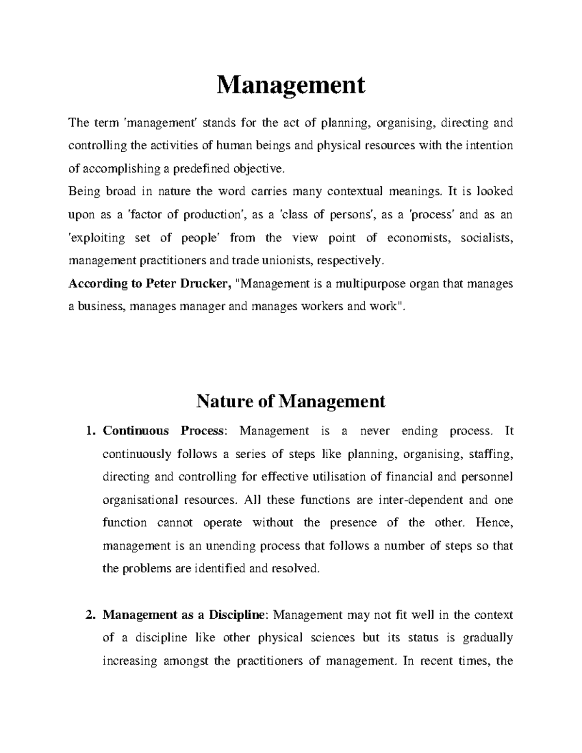 Management - Management The term 'management' stands for the act of ...