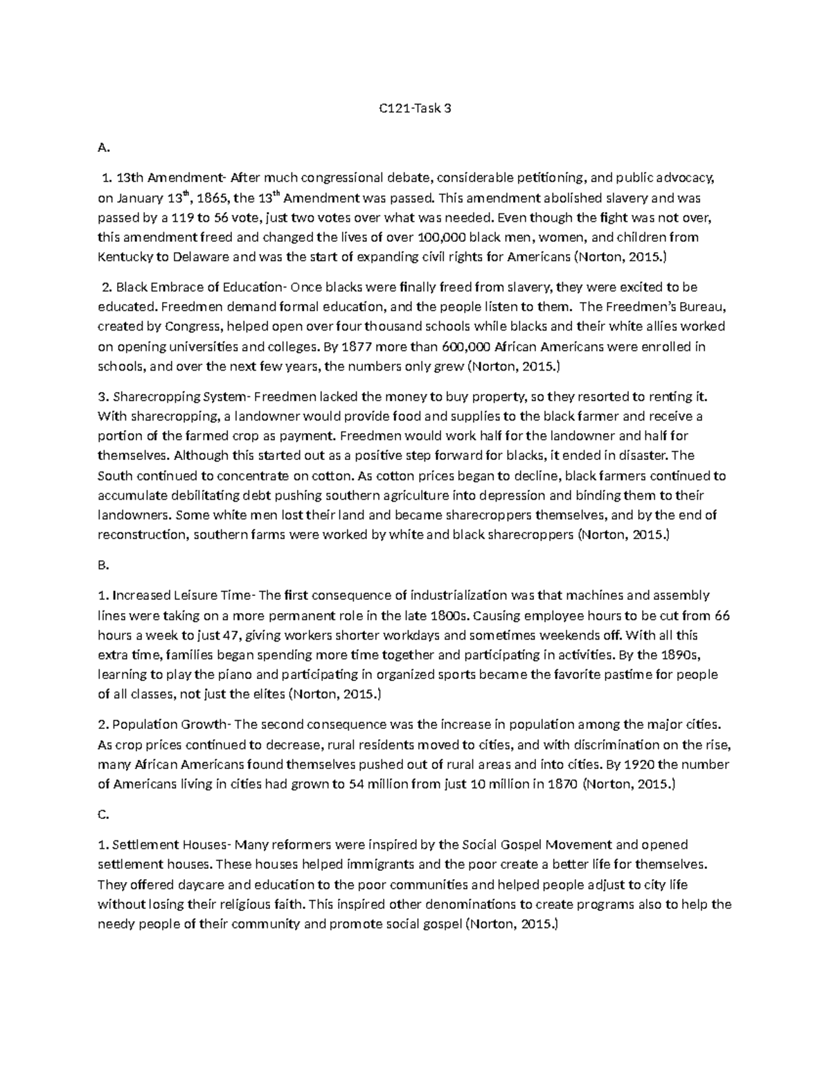 C121 Task 3 - Passed - C121-Task 3 A. 13th Amendment- After much ...