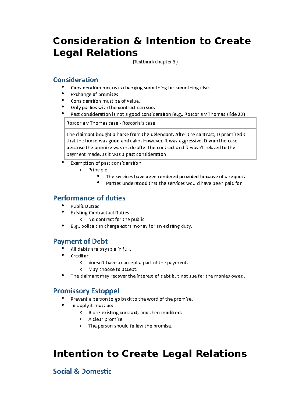 Consideration and Intention to Create Legal Relations - Consideration ...