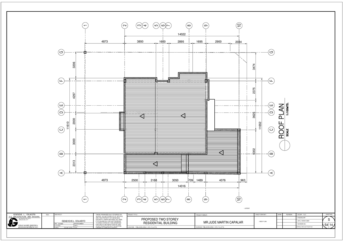 AUTOCAD DRAWING ARCHITECTURE REFERENCE - ROOF PLAN S4 SHEET NO.: 14 S ...