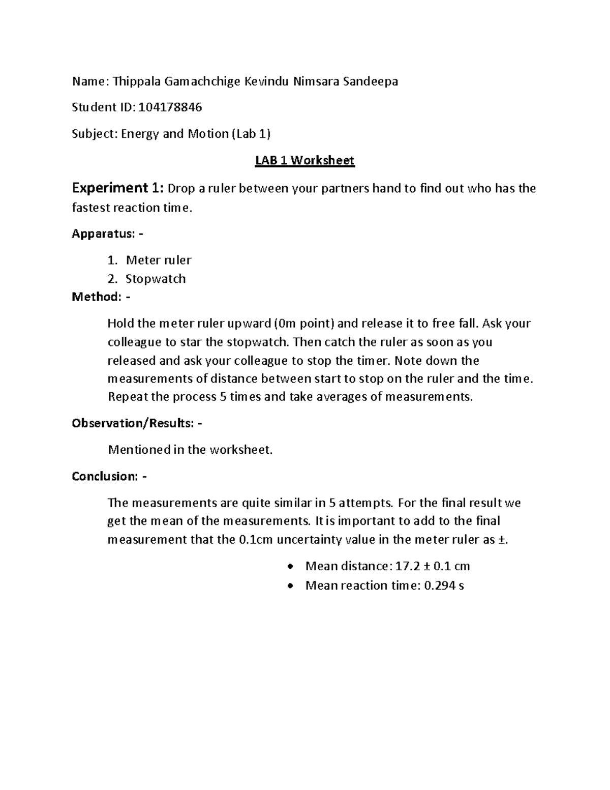 LAB 1 Worksheet - Name: Thippala Gamachchige Kevindu Nimsara Sandeepa ...
