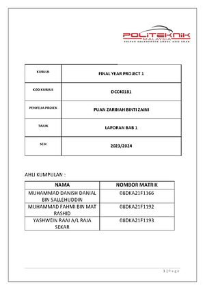 Group 4 mini project report - MINI PROJECT PROGRAMME : DIPLOMA IN CIVIL ...