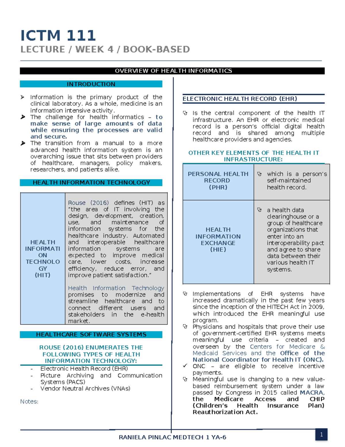 ICTM Lesson HIS - 1 ICTM 111 LECTURE / WEEK 4 / BOOK-BASED - Studocu